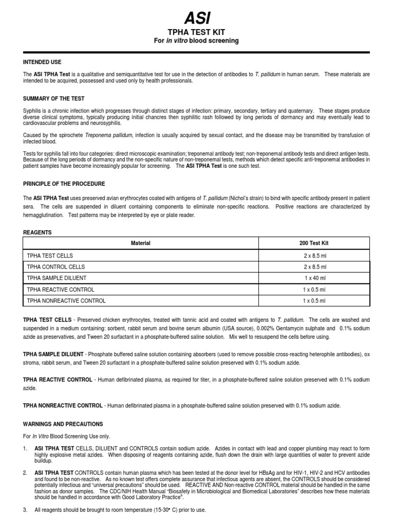 Tpha Manual Test Ce 03 - 11 PDF | PDF | Elisa | Infection