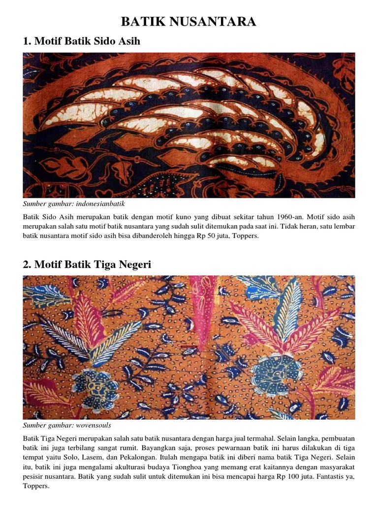 Macam-Macam Batik Nusantara | PDF