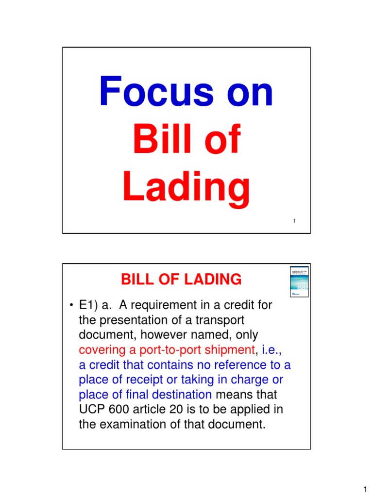 Focus BL | PDF | Bill Of Lading | Consignee