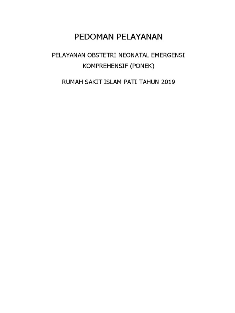 Pedoman Pelayanan PONEK RSI PATI | PDF