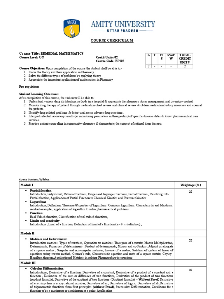 Remedial Mathematics | PDF | Derivative | Matrix (Mathematics)