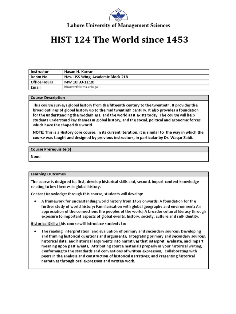 Global History Course Overview: 1453-1950 | PDF | World History ...