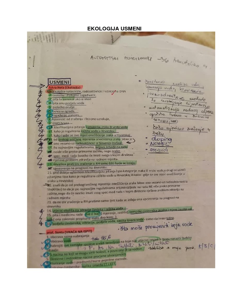 Ekologija Pismeni I Usmeni | PDF