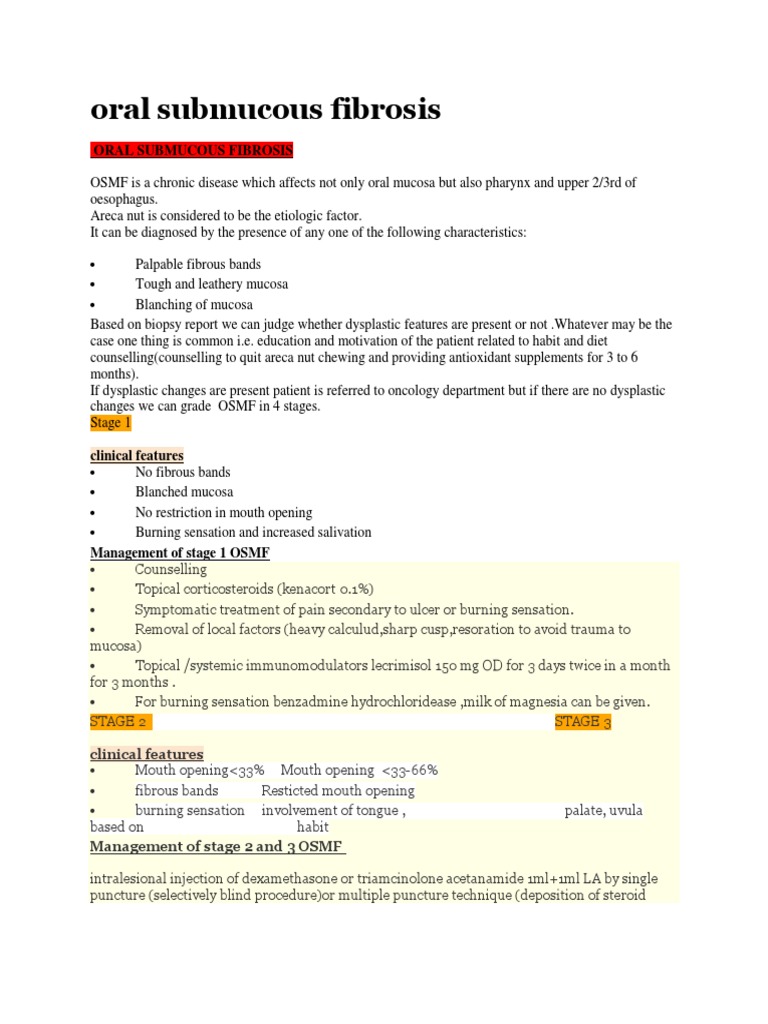 Oral Submucous Fibrosis Staging