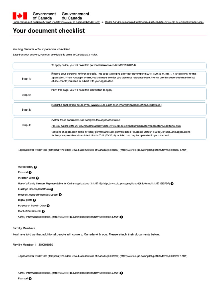 Checklist Visa Canada | PDF | Travel Visa | Passport