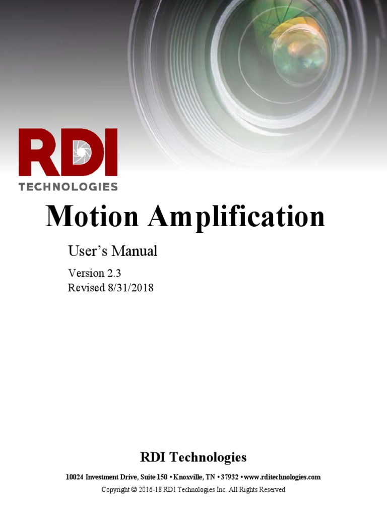 UserManual RDI MOtion Amplification | PDF | Frame Rate | Camera