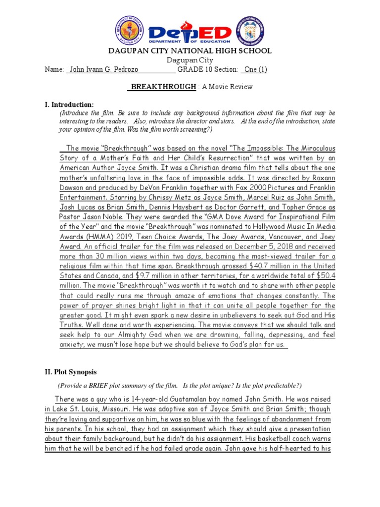 Breakthrough: A Film Review | PDF