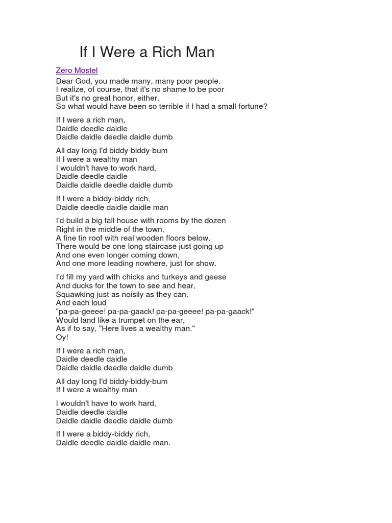 If I Were A Rich Man | PDF