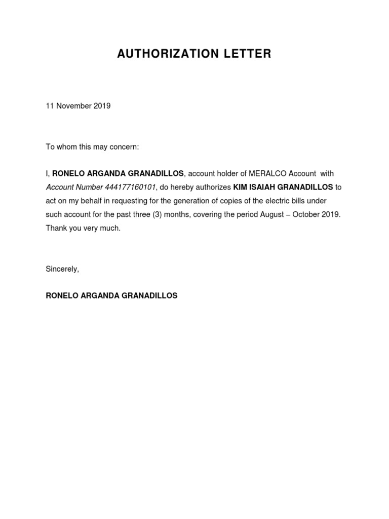 Authorization Letter | PDF