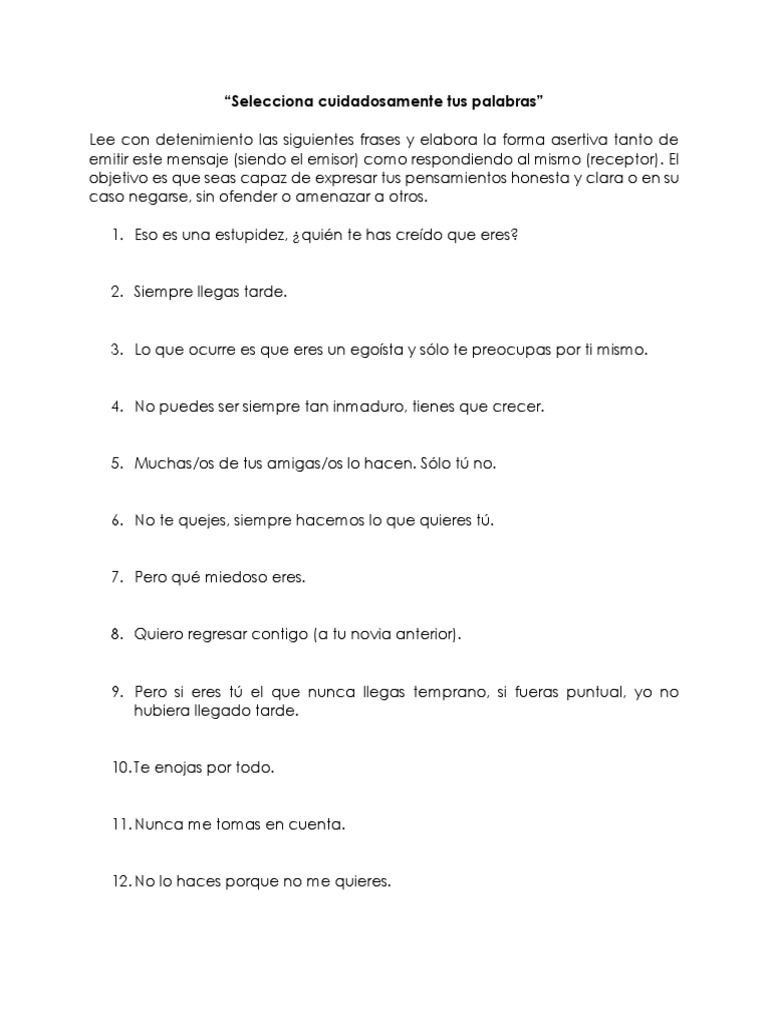 Selecciona Cuidadosamente Tus Palabras | PDF