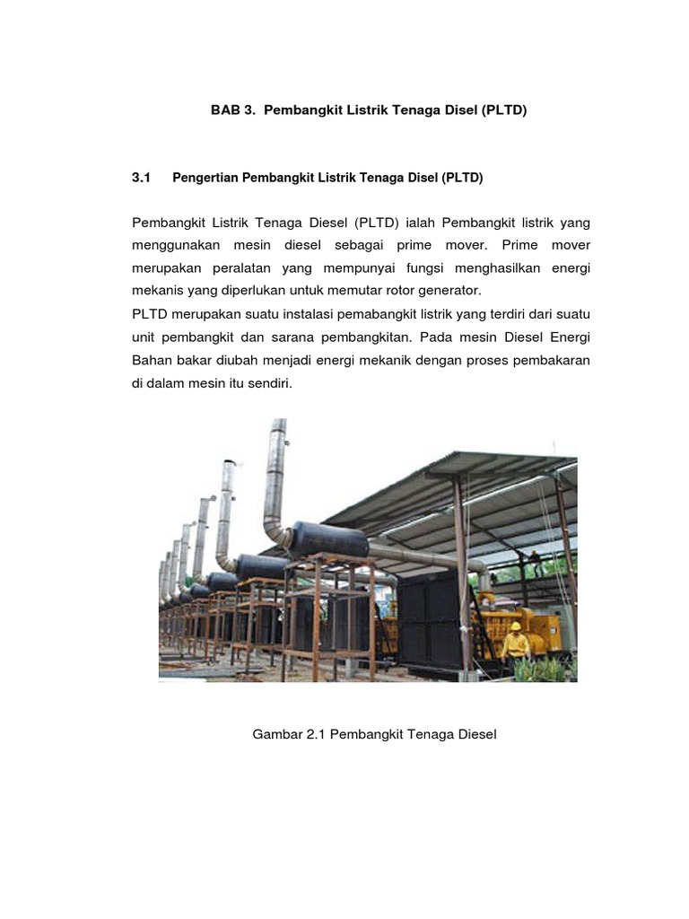 Pembangkit Listrik Tenaga Diesel (PLTD) | PDF