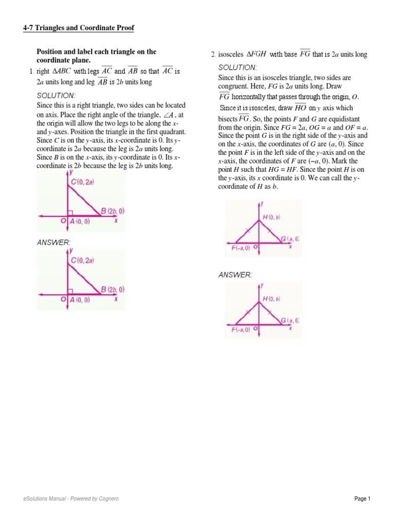 4-7 Triangles and Coordinate Proof | PDF | Triangle | Cartesian ...