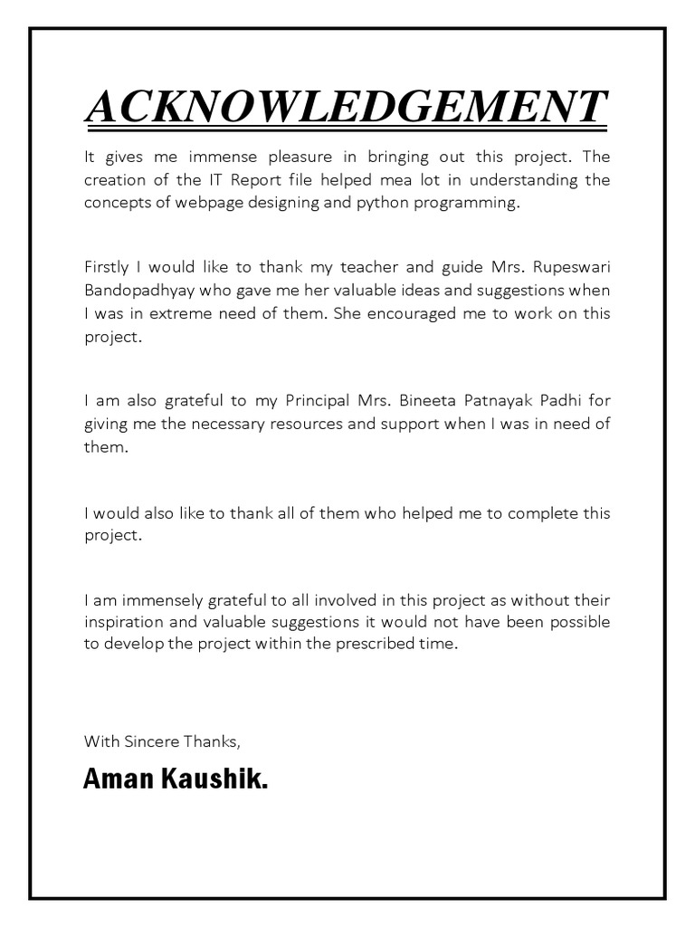 Acknowledgement and Certificate | PDF