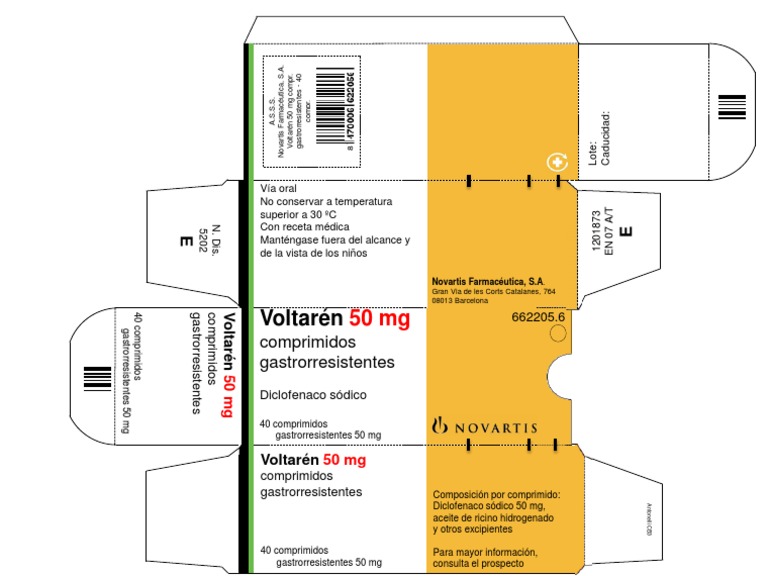 Voltarén 50 mg: Usos y Composición | PDF | Drogas que actúan sobre el ...