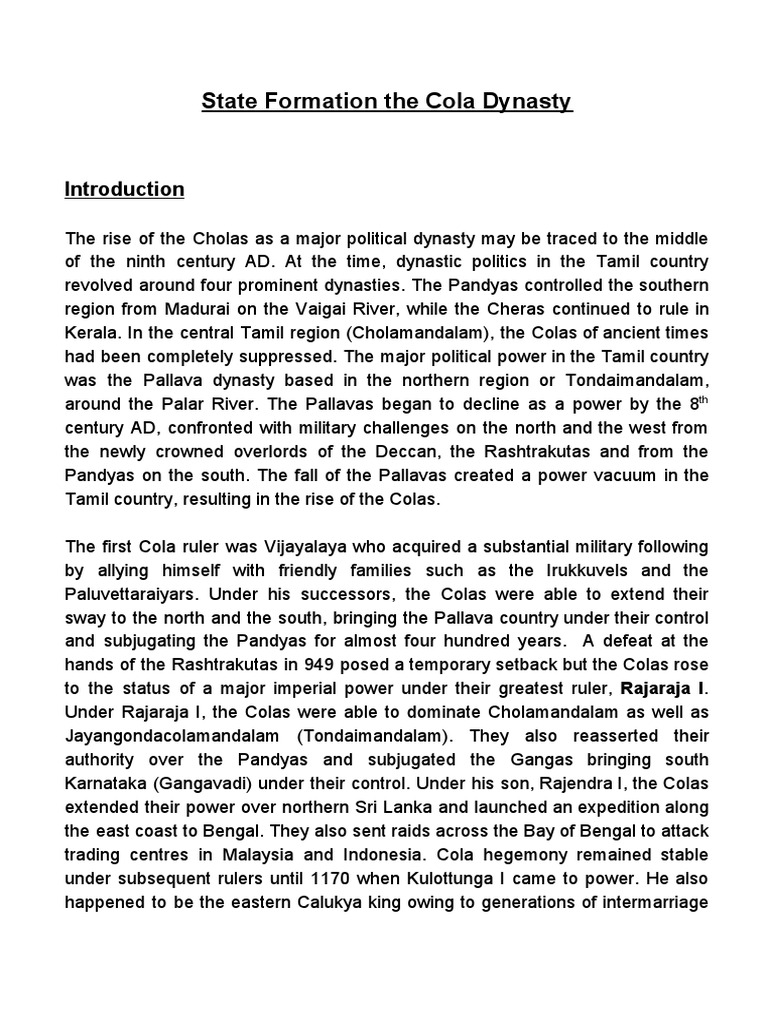 The Chola State PDF | PDF | Tamils