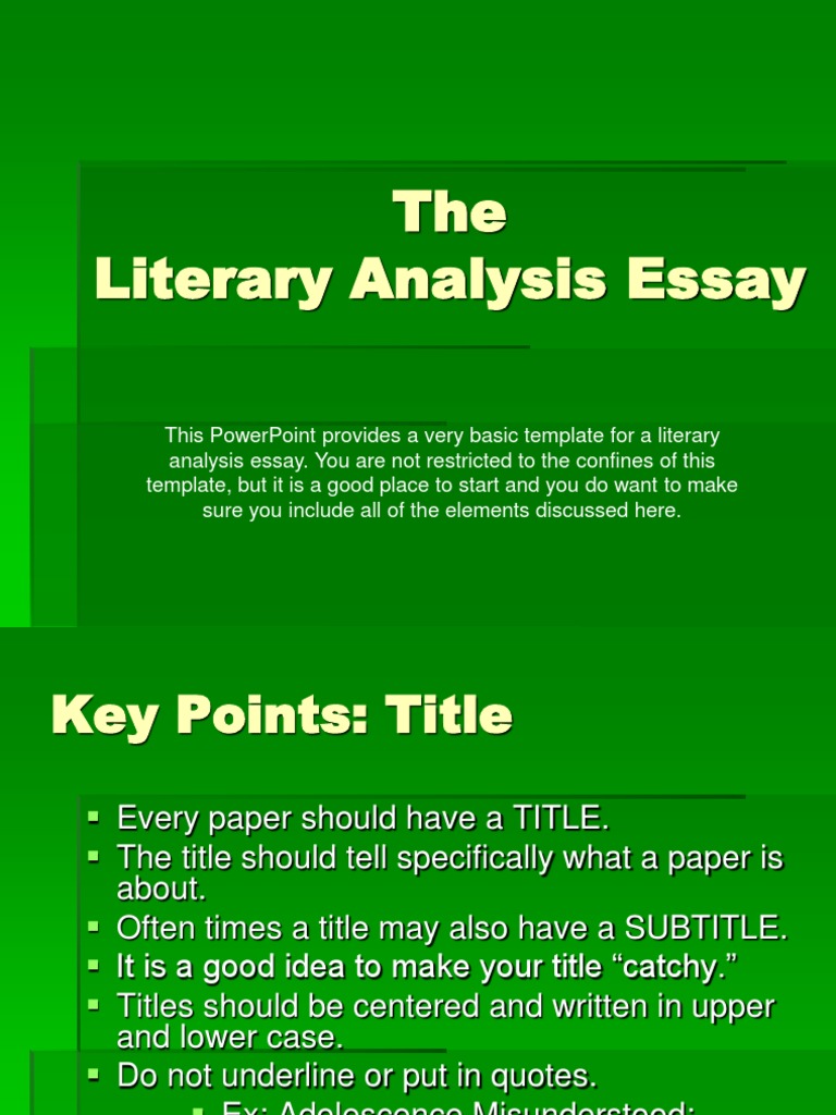 Literary Analysis Essay Guide | PDF | J. D. Salinger