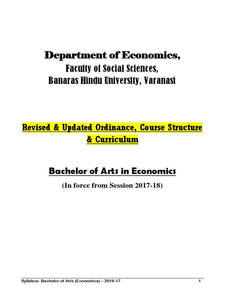 BA Economics Syllabus 2017-18 | PDF | Fiscal Policy | Economic Equilibrium