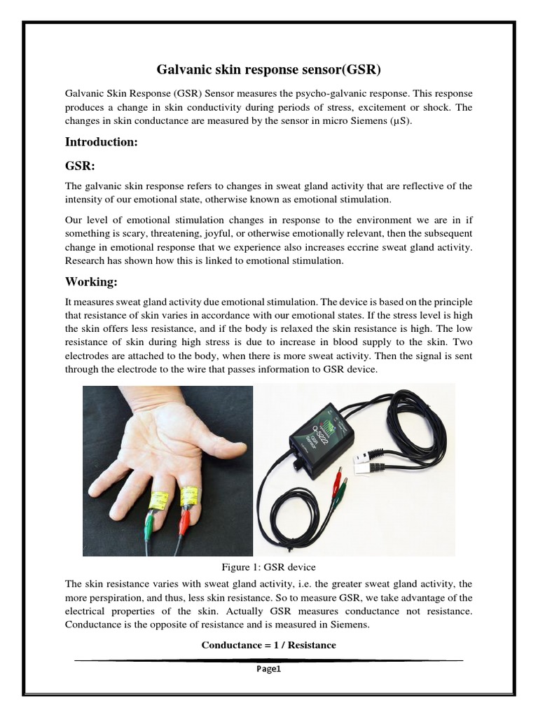 Galvanic Skin Response Sensor | PDF | Perspiration | Electrical ...