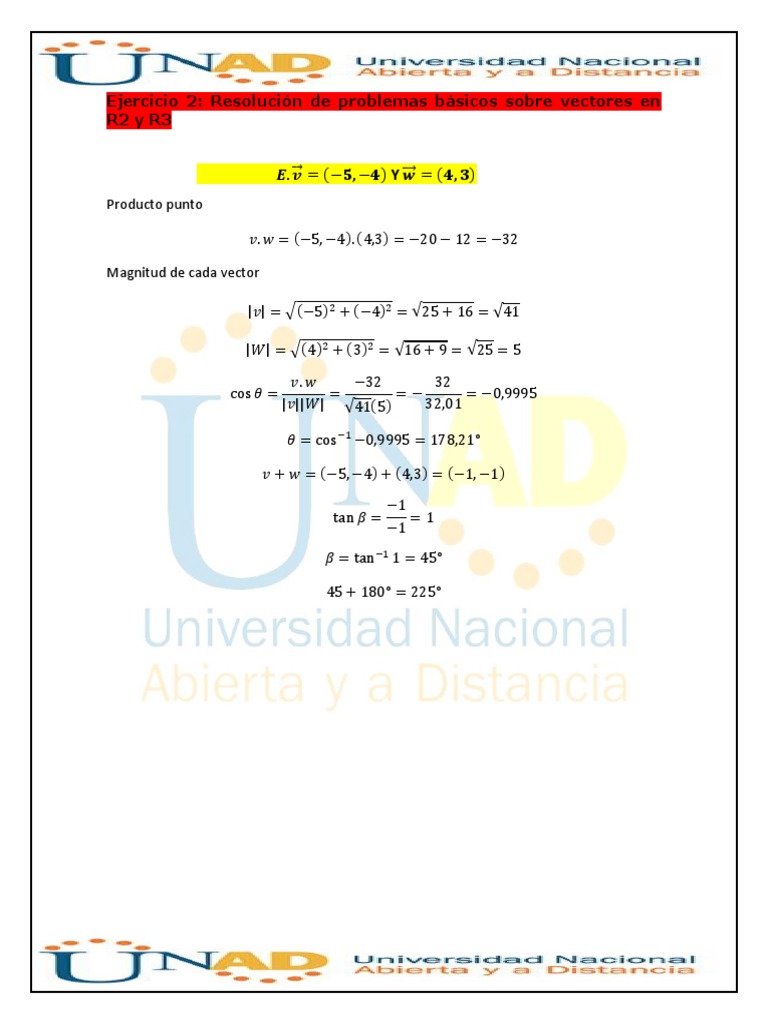 Ejercicio 2 Resolución de Problemas Básicos Sobre Vectores en R2 y R3 ...