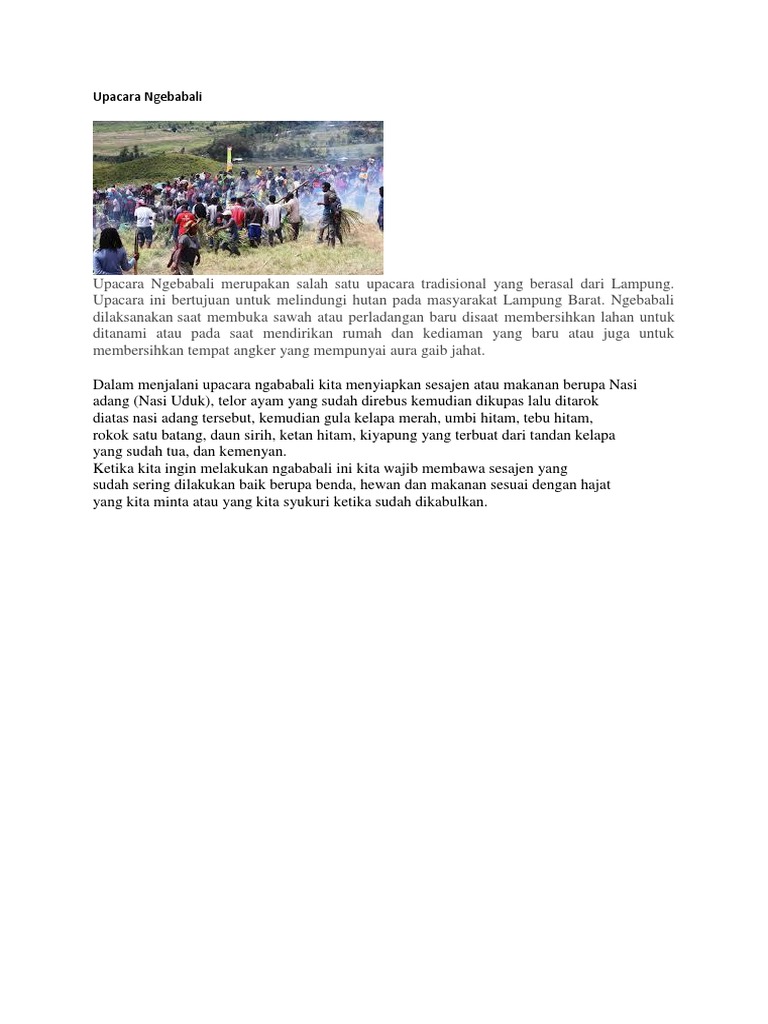 Upacara Ngebabali | PDF