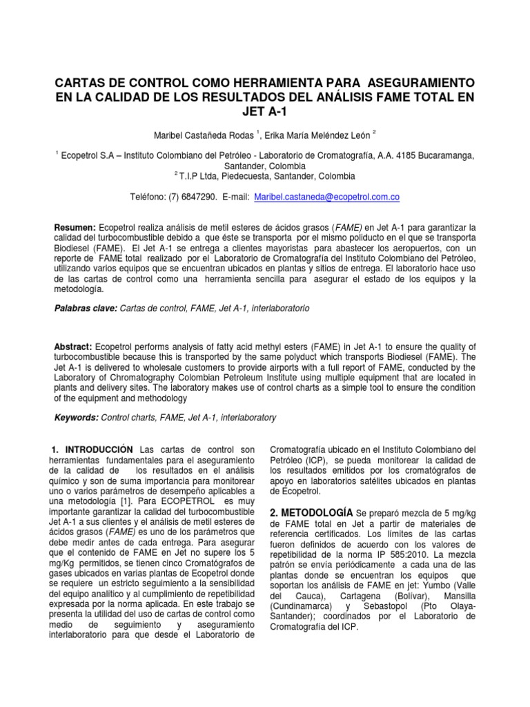 Cartas de Control Como Herramienta para El Aseguramiento de La Calidad ...