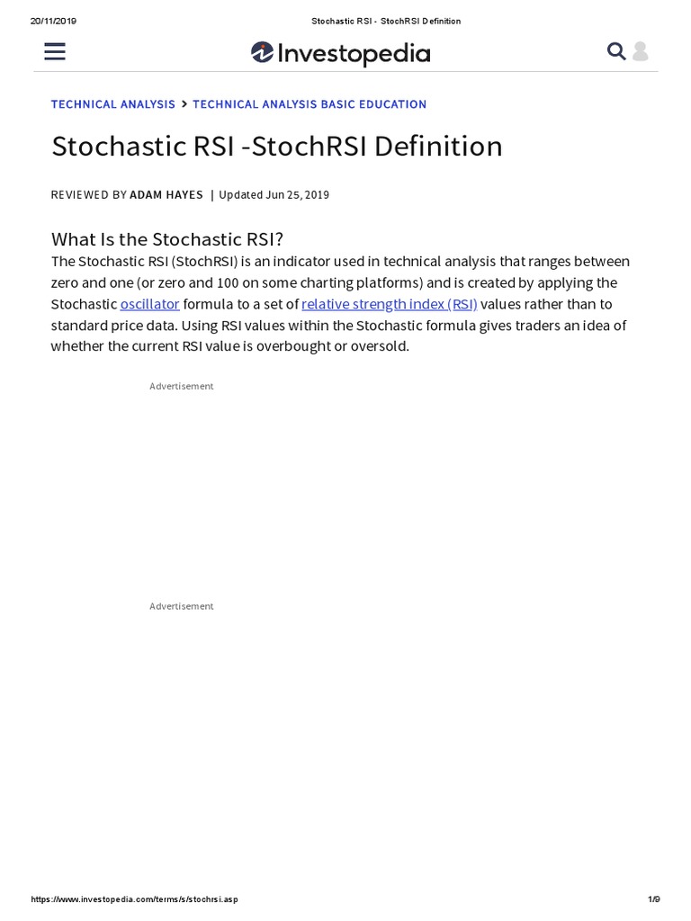 Stochastic RSI - StochRSI Definition | PDF | Technical Analysis ...