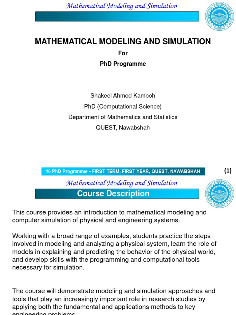 Modeling and Simulation 01 1 | PDF | Partial Differential Equation ...