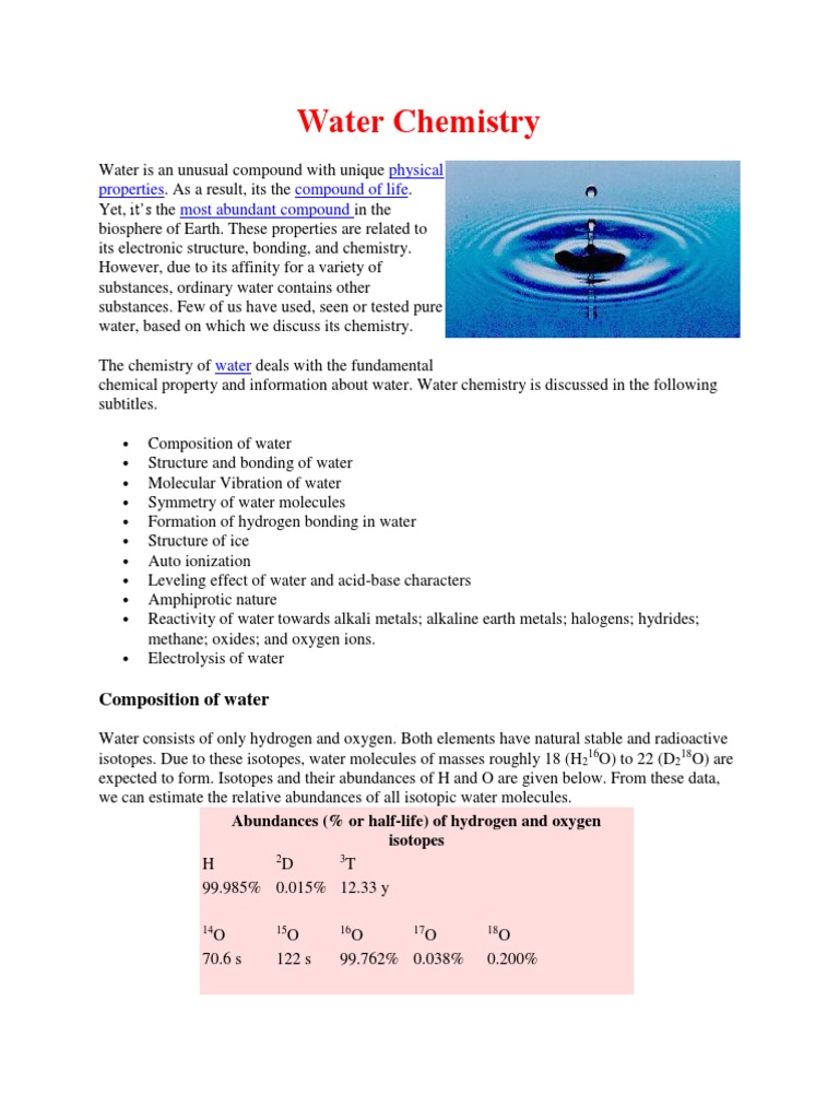 Water Chemistry | PDF | Bottled Water | Acid
