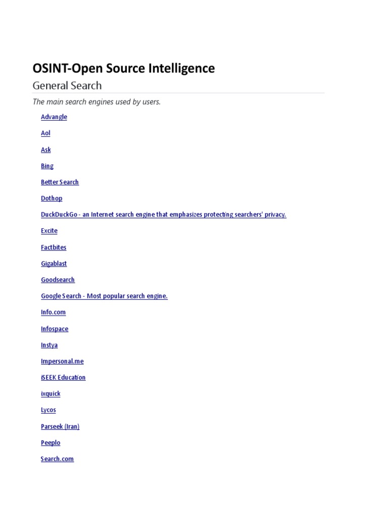 Osint Tools | PDF | Web Search Engine | Search Engine Optimization