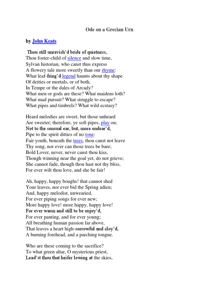 Ode On A Grecian Urn | PDF | Poetry