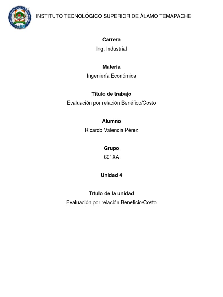 Evaluacion Por Relacion Beneficio Costo | PDF | Evaluación | Economias