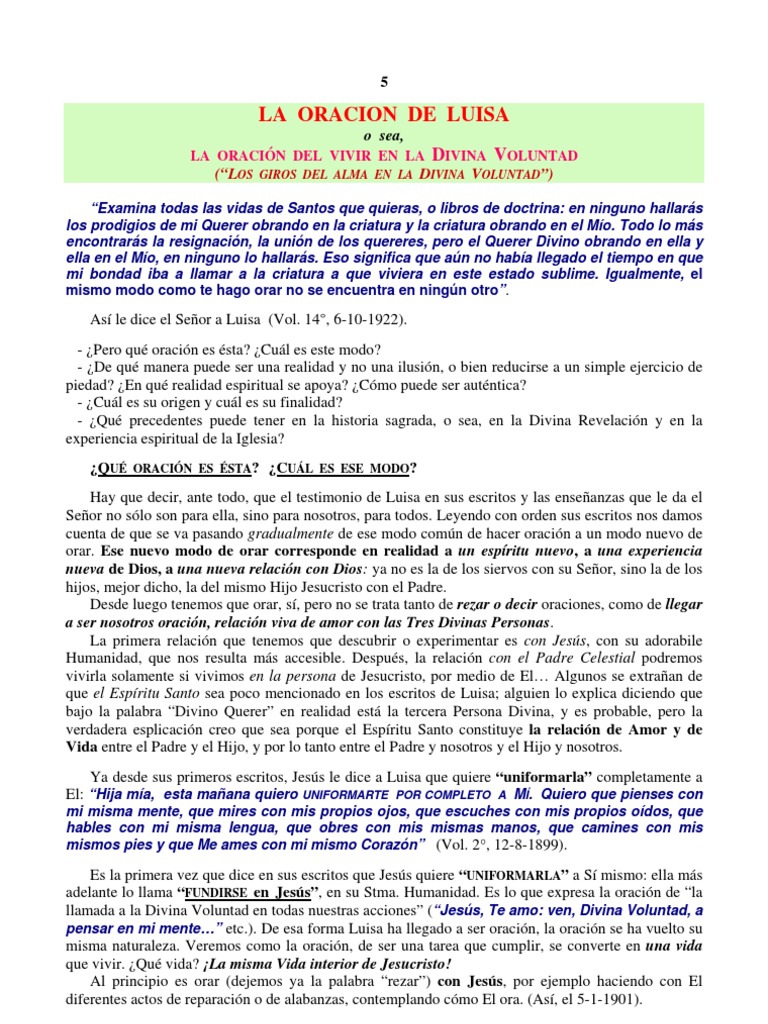 5-Oraci N en La Divina Voluntad | PDF | Oración | Amor
