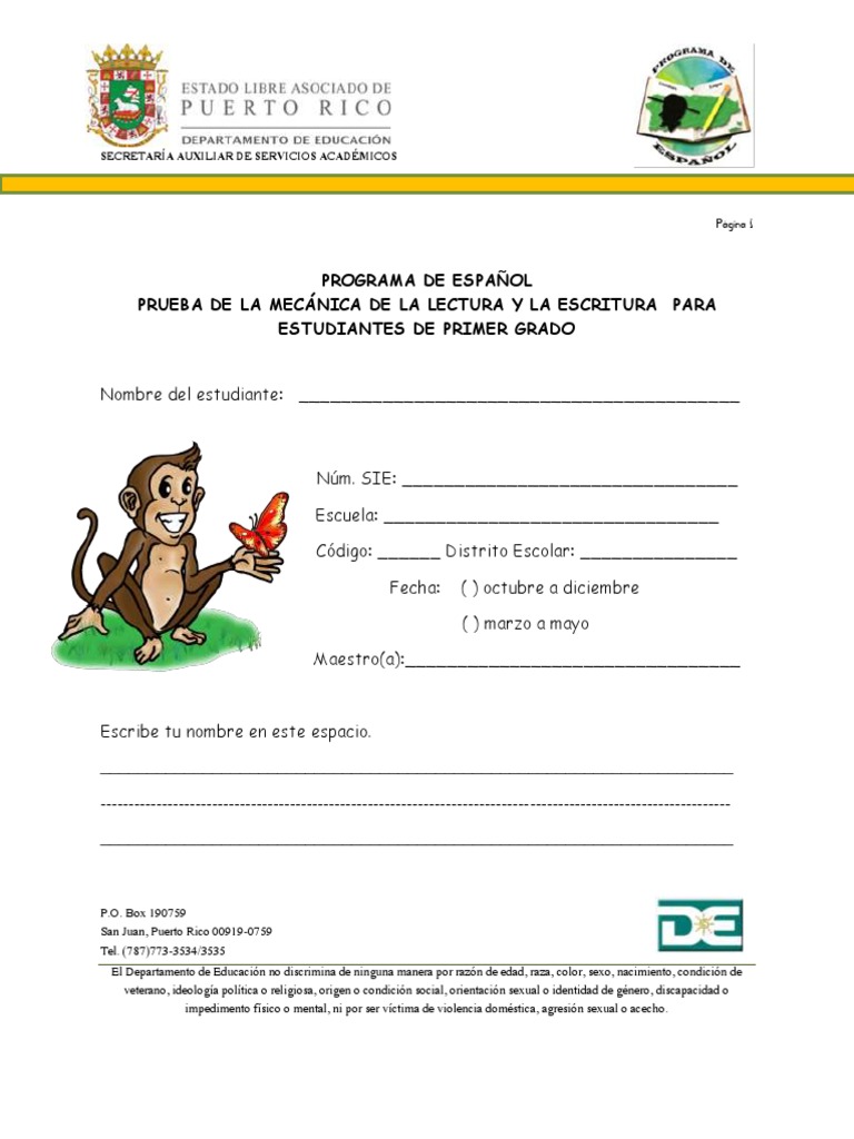 Pruebas De Lectura De Primer Grado