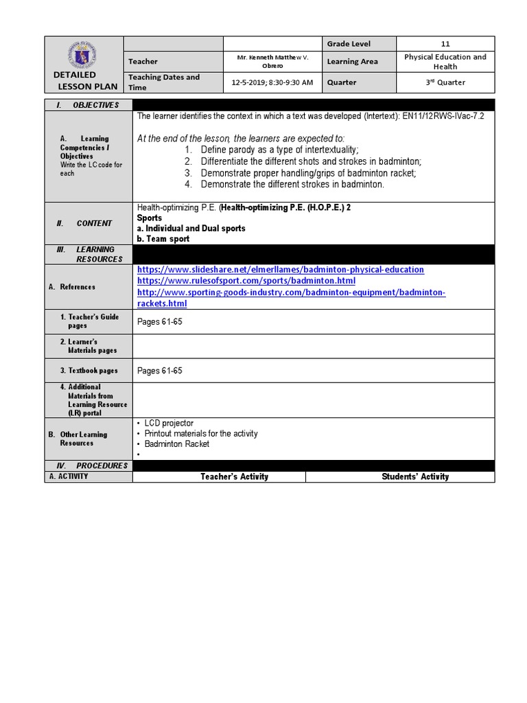 DLP 4as | PDF | Parody | Lesson Plan