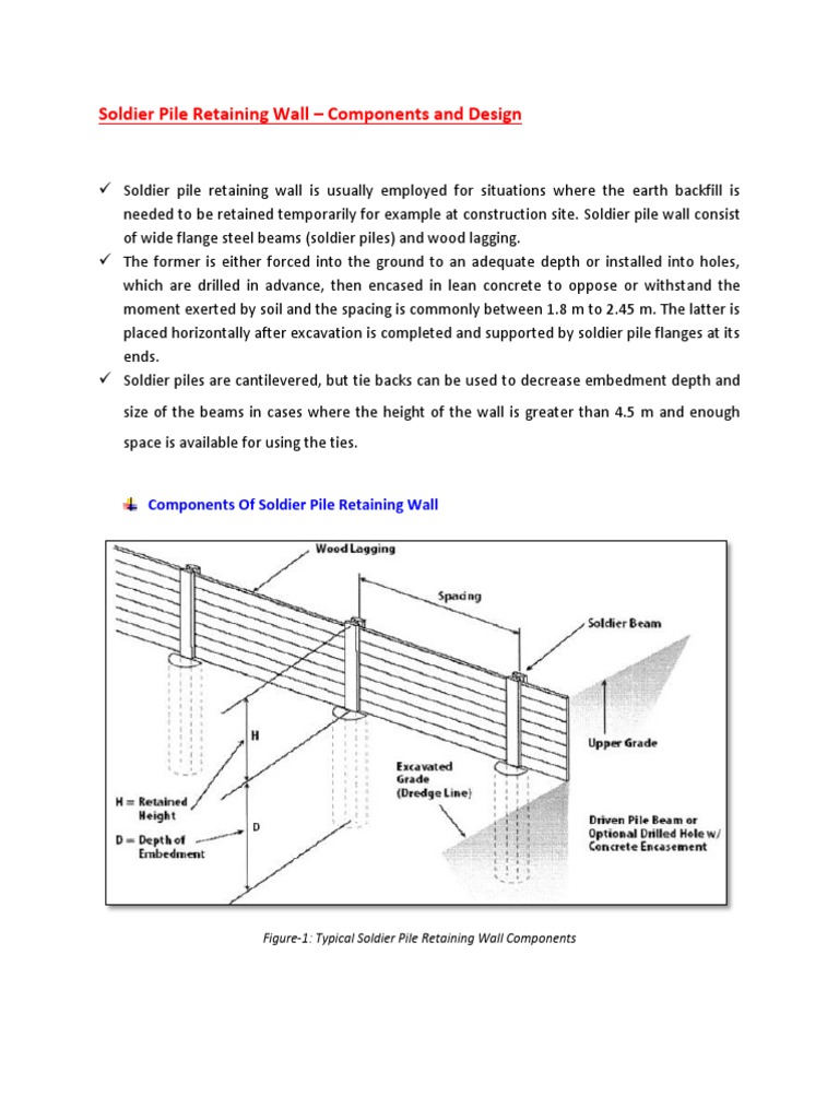 Soldier Pile Retaining Wall Design Guide | PDF | Deep Foundation ...
