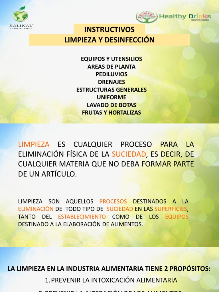 Limpieza y Desinfección | PDF | Detergente | Agua