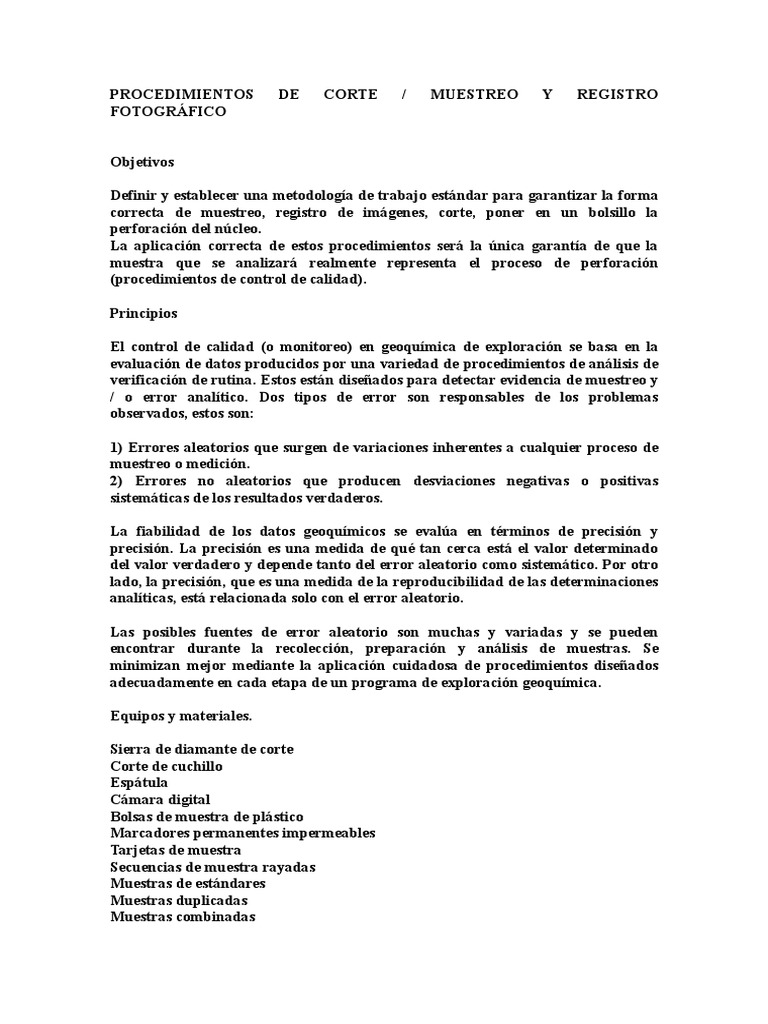 2.2) Core Sampling Procedures (Protocolo) | PDF | Cámara digital ...
