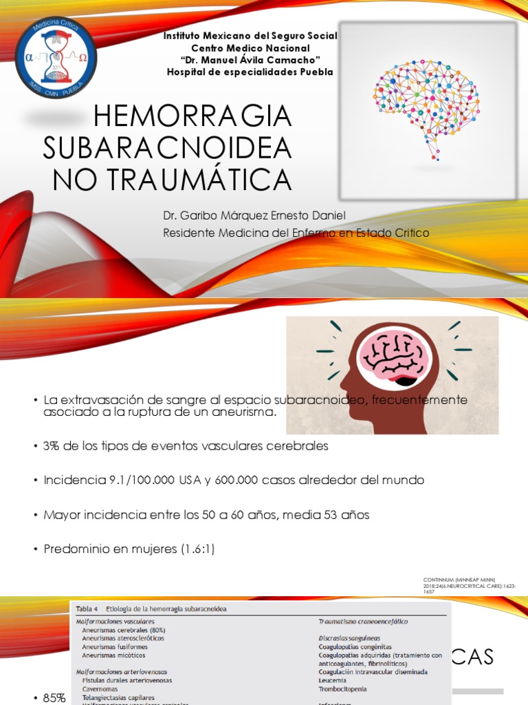 Hemorragia Subaracnoidea No Traumática | PDF | Órgano (anatomía ...