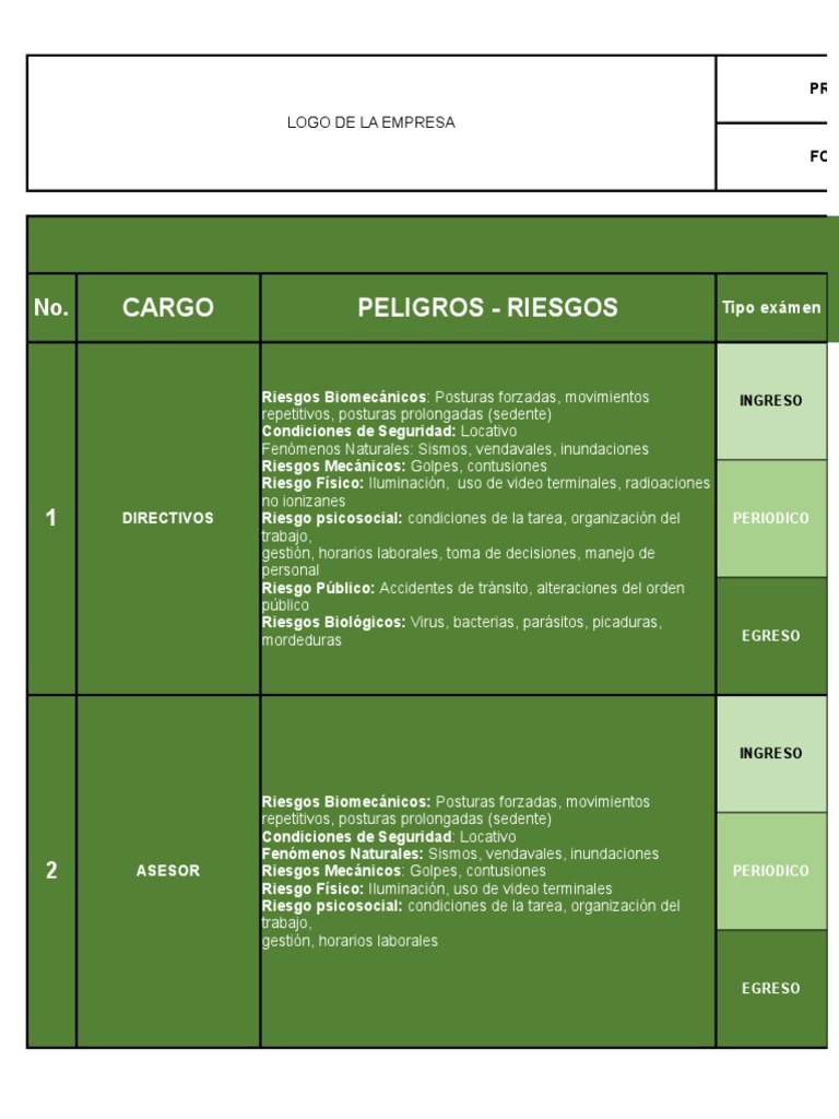 Formato para Elaborar Un Profesiograma | PDF | Seguridad y salud ocupacional | Especialidades ...