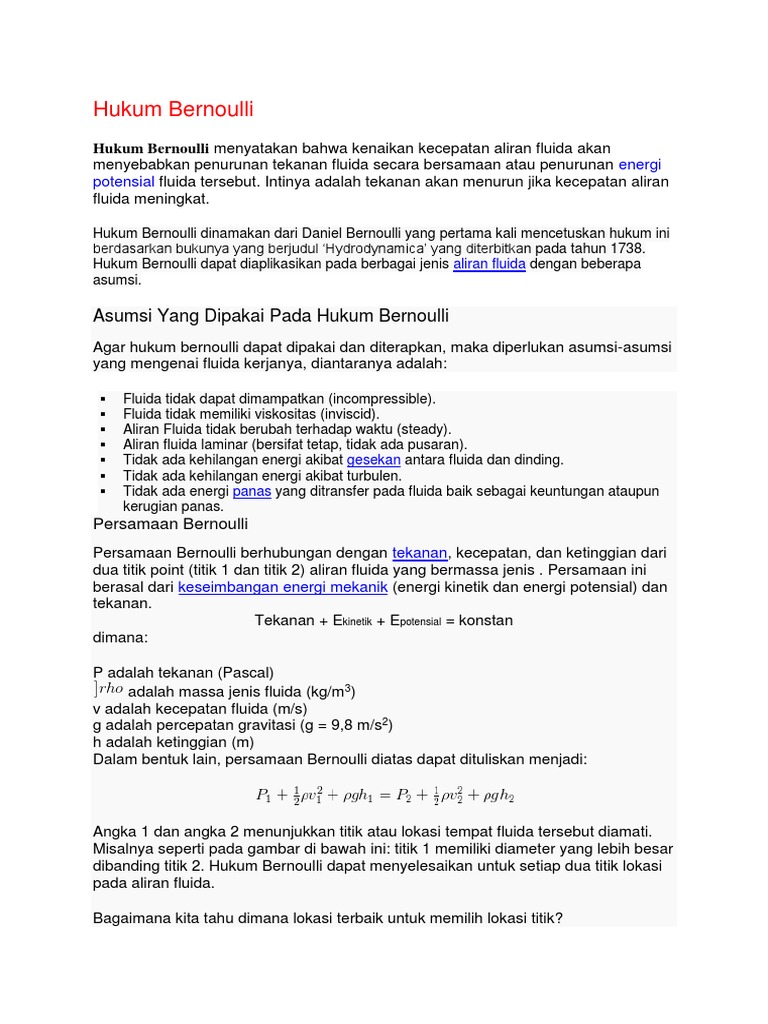 Hukum Bernoulli | PDF | Sains & Matematika