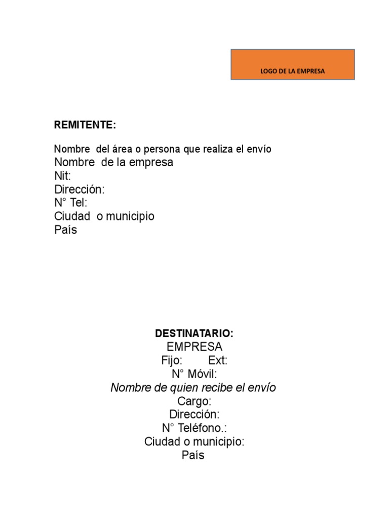 Modelo de Remitente para Correspondencia | PDF