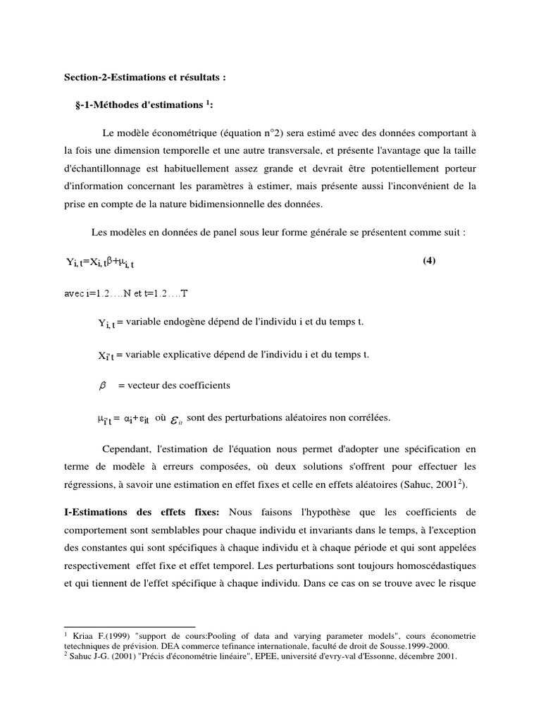 Données Panel | PDF | Estimateur (statistique) | Variance (mathématiques)
