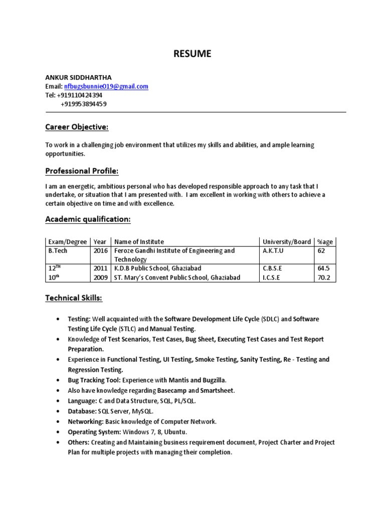 Ankur RESUME - Output | Download Free PDF | Test (Assessment) | Software