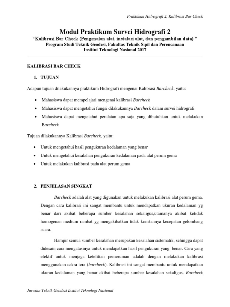 Kalibrasi Barcheck untuk Survei Hidrografi | PDF | Sains & Matematika ...