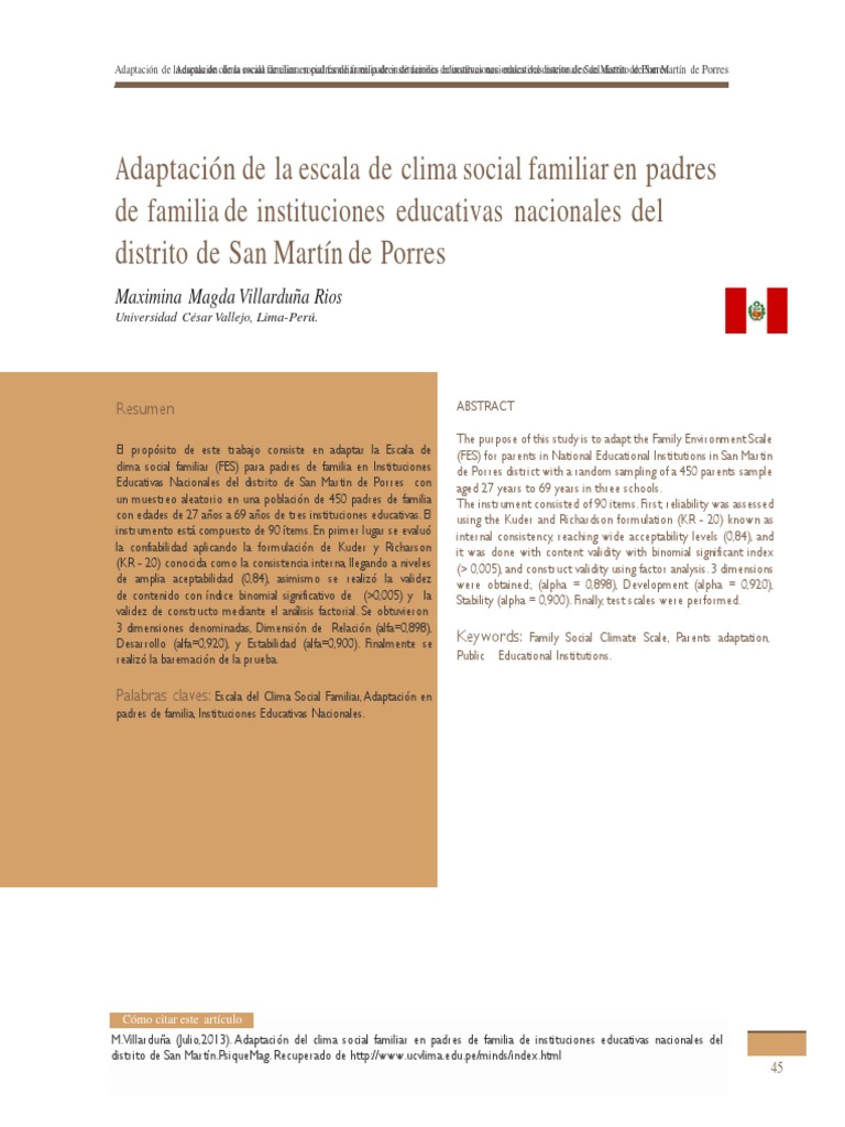 Fes - Clima Familiar | PDF | Validez (Estadísticas) | Pruebas psicologicas