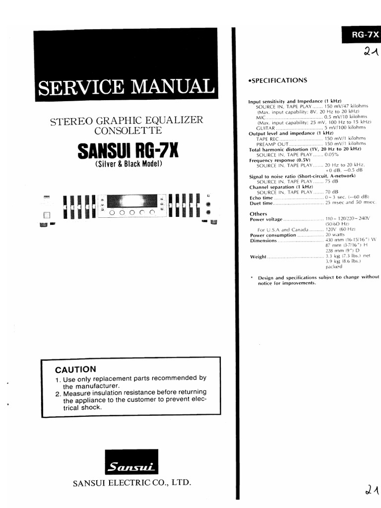 Sansui RG 7 X Service Manual | PDF