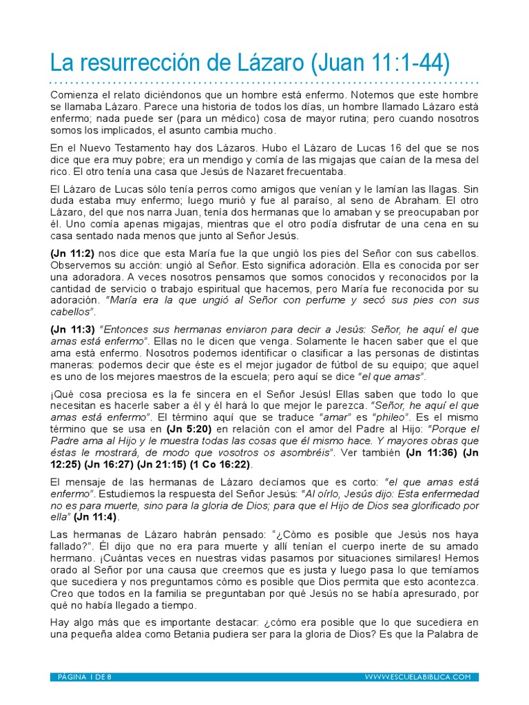 La Resurreccion de Lazaro 1 | PDF | Cristo (título) | María, madre de Jesús