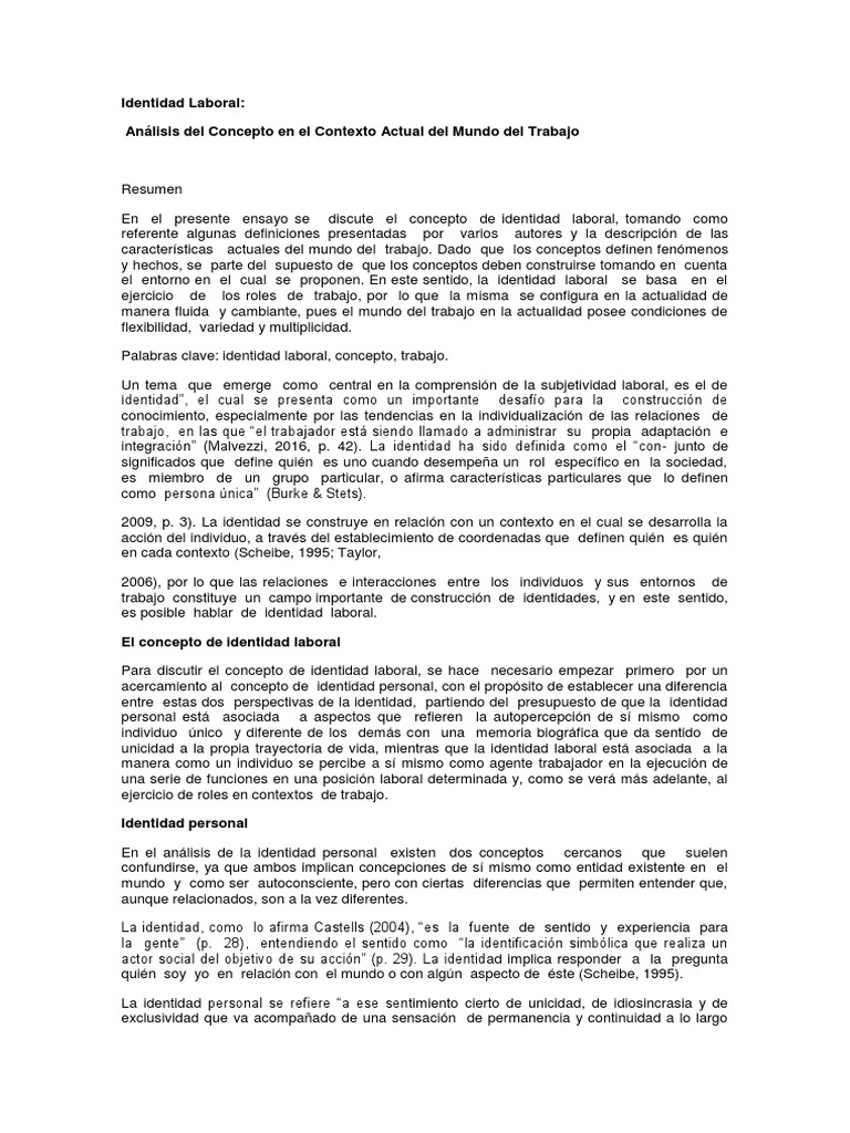 Identidad Laboral | PDF | Concepto | Sociedad