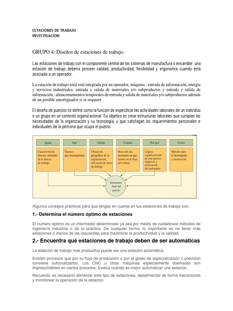 Diseño y Funciones de Estaciones de Trabajo | PDF | Factores humanos y ...