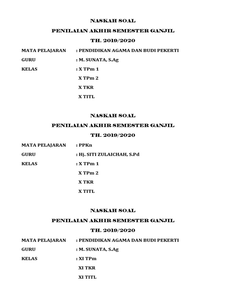 Sampul Naskah Koreksi PAS | PDF